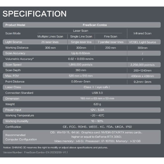 Freescan Combo - Handheld 3D Scanner – Wurth Additive Group